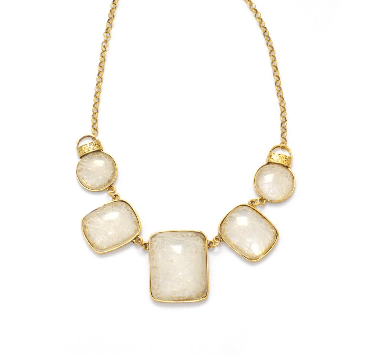 White Statement Necklace, Emerald Bib Necklace, Prom Collar Necklace ...