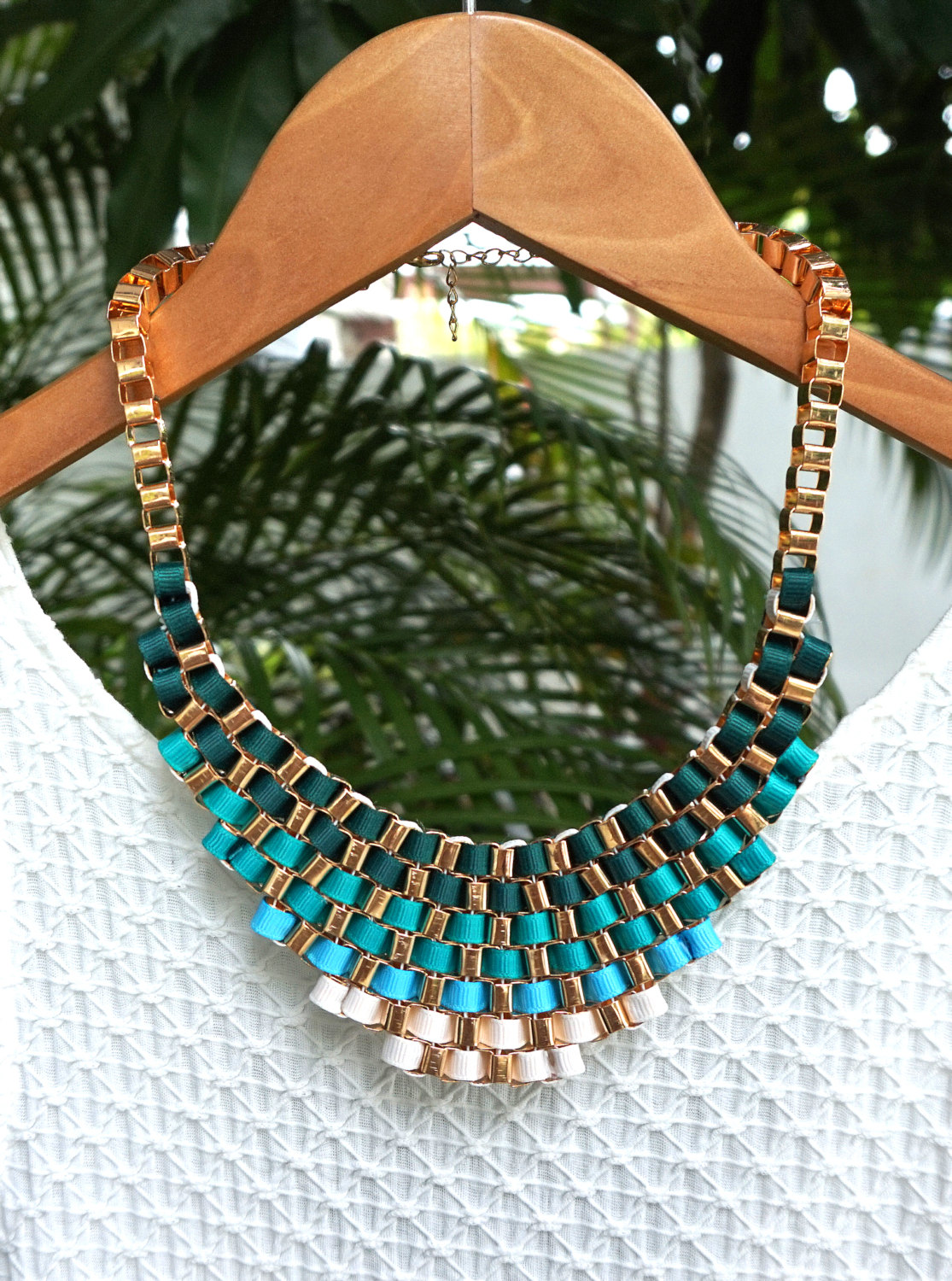 Green Statement Necklace, Green Ombre Necklace, Green Bib Necklace on ...